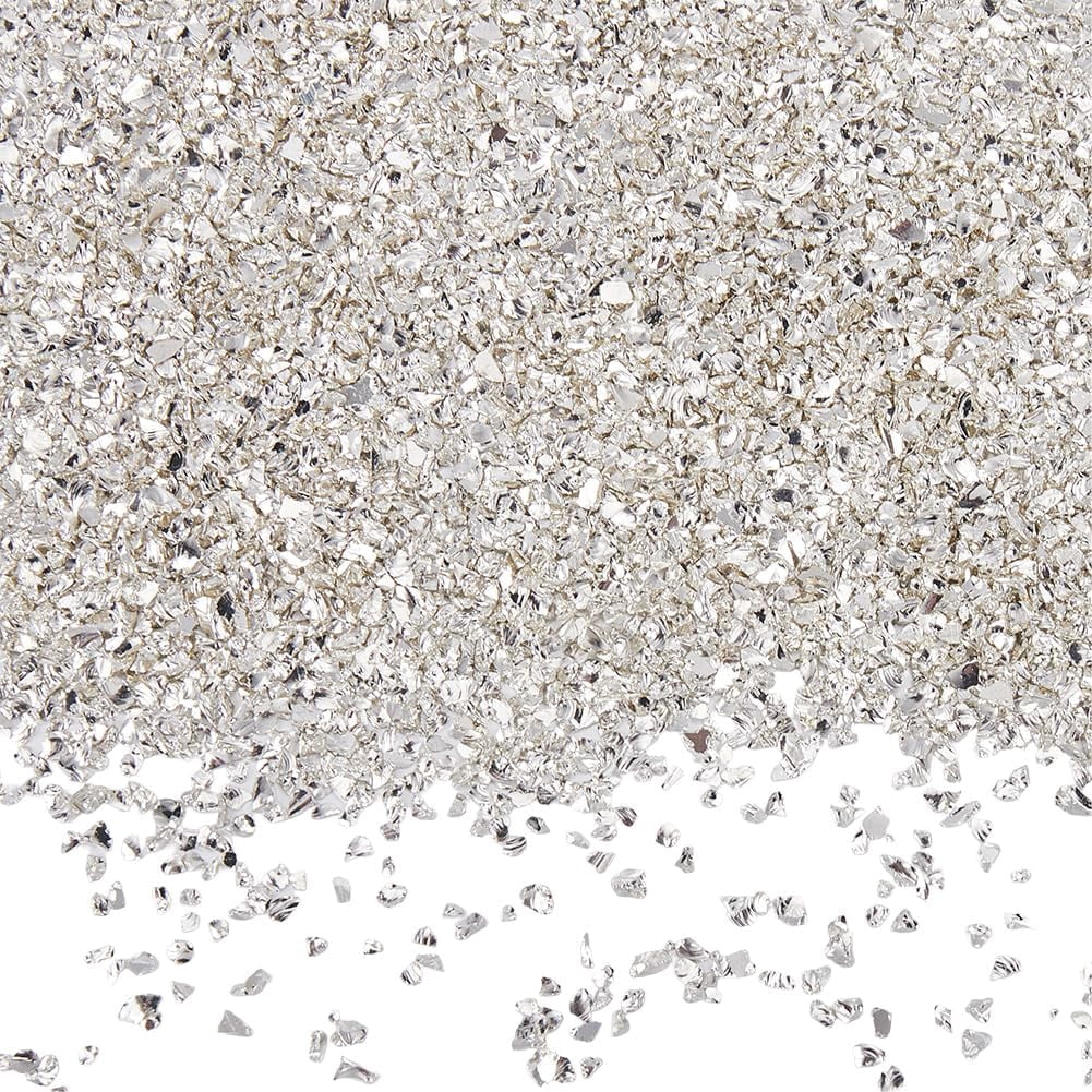 1 Box 150G Silver Crushed Glass Glitter Broken Crystals Bulk Irregular ...