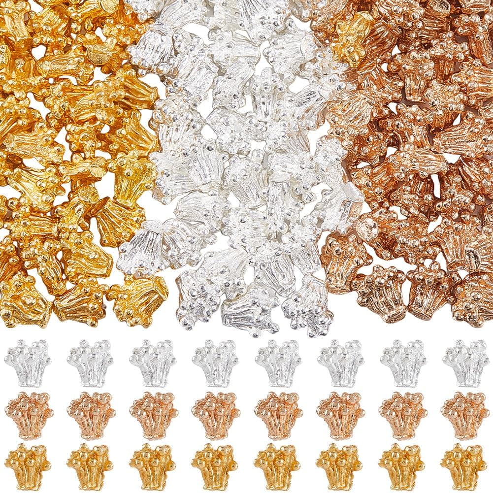 1 Box 150Pcs 3 Colors Metal Flower Bead Caps Flower Stamen Beads Bulk ...