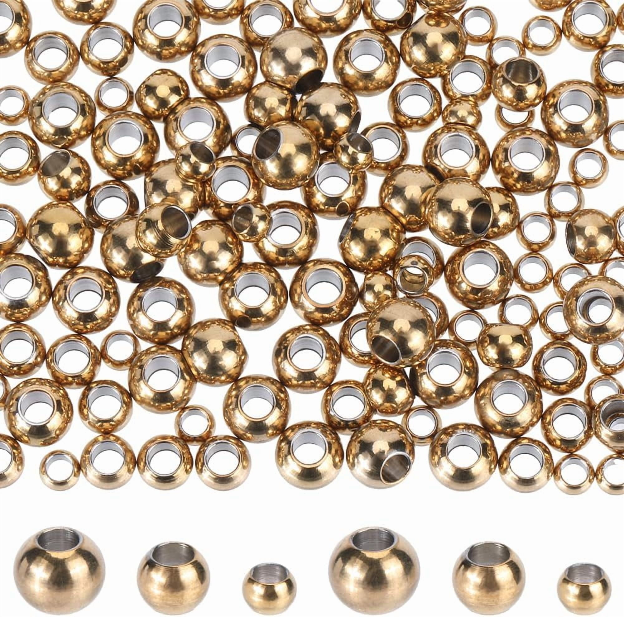 1 Box 150Pcs 3 Sizes Stainless Steel Beads Bulk 3mm 4mm 5mm Mini Small ...