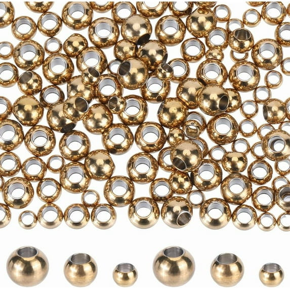 1 Box 150Pcs 3 Sizes Stainless Steel Beads Bulk 3mm 4mm 5mm Mini Small ...