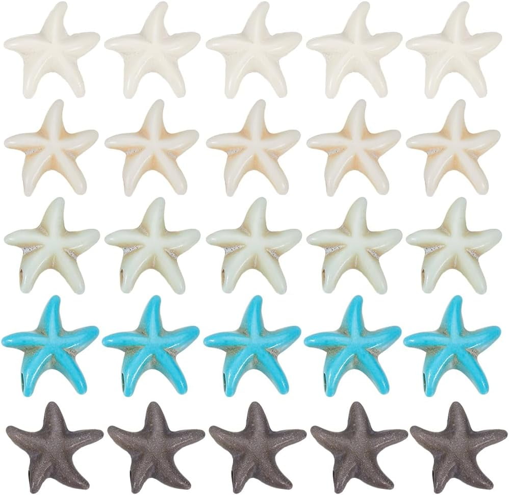 1 Box 150Pcs 5 Colors Starfish Bead Summer Beads Bulk Colorful White ...