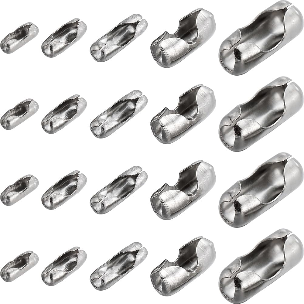 1 Box 150Pcs 5 Sizes Ball Chain Connectors Stainless Steel Bead Chain ...