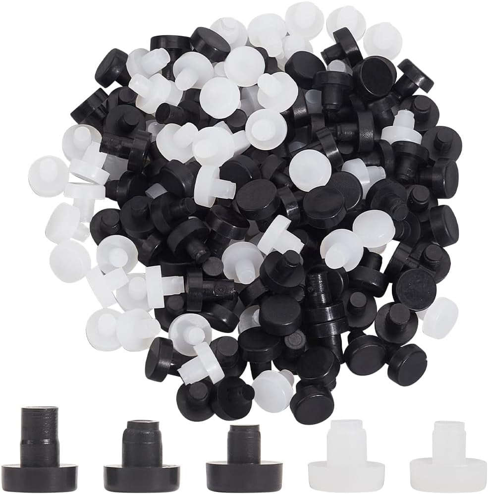 1 Box 150Pcs 5 Styles Glass Top Table Bumpers with Stem Black Clear ...