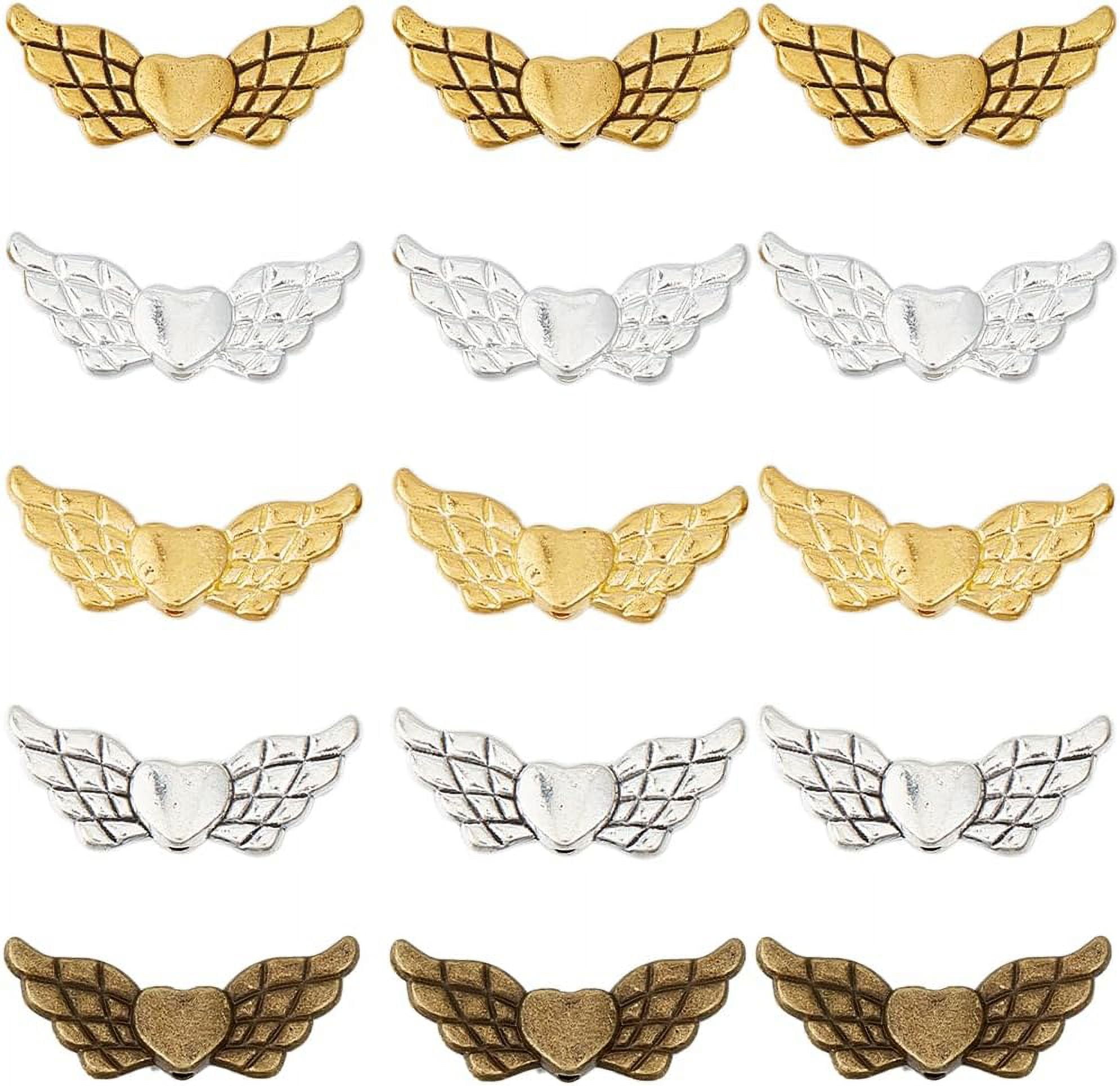 1 Box 150Pcs Angel Wing Beads Wings Spacer Beads Gold Silver Alloy ...