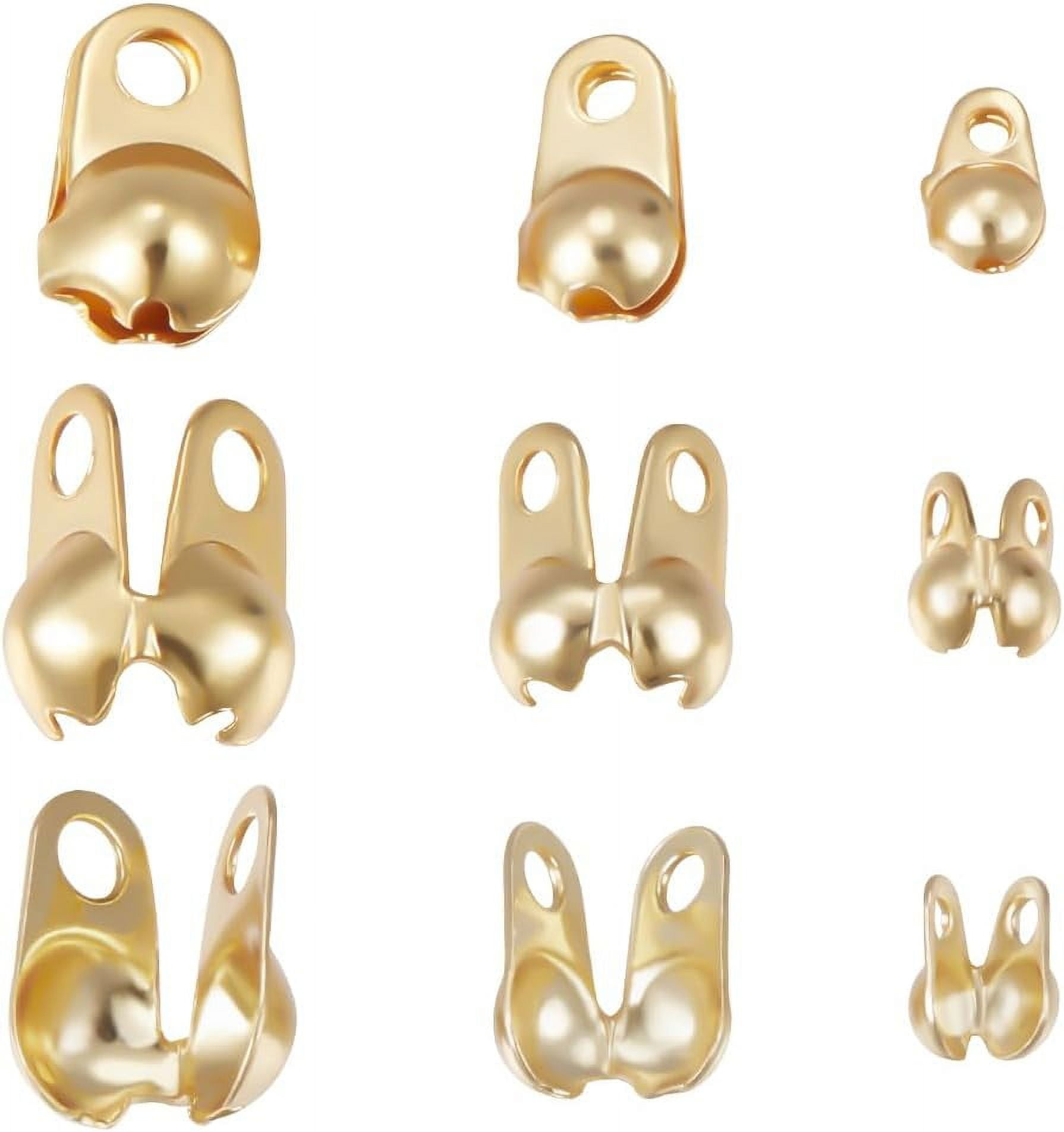1 Box 150Pcs Bead Tips 18K Gold Plated Brass 3 Size Knot Covers ...