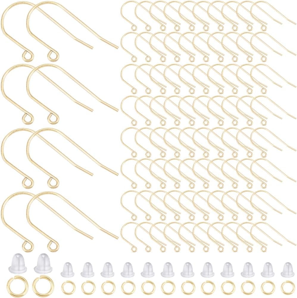 1 Box 150Pcs Gold Fish Hook Earring Wires Stainless Steel Earring Hooks ...