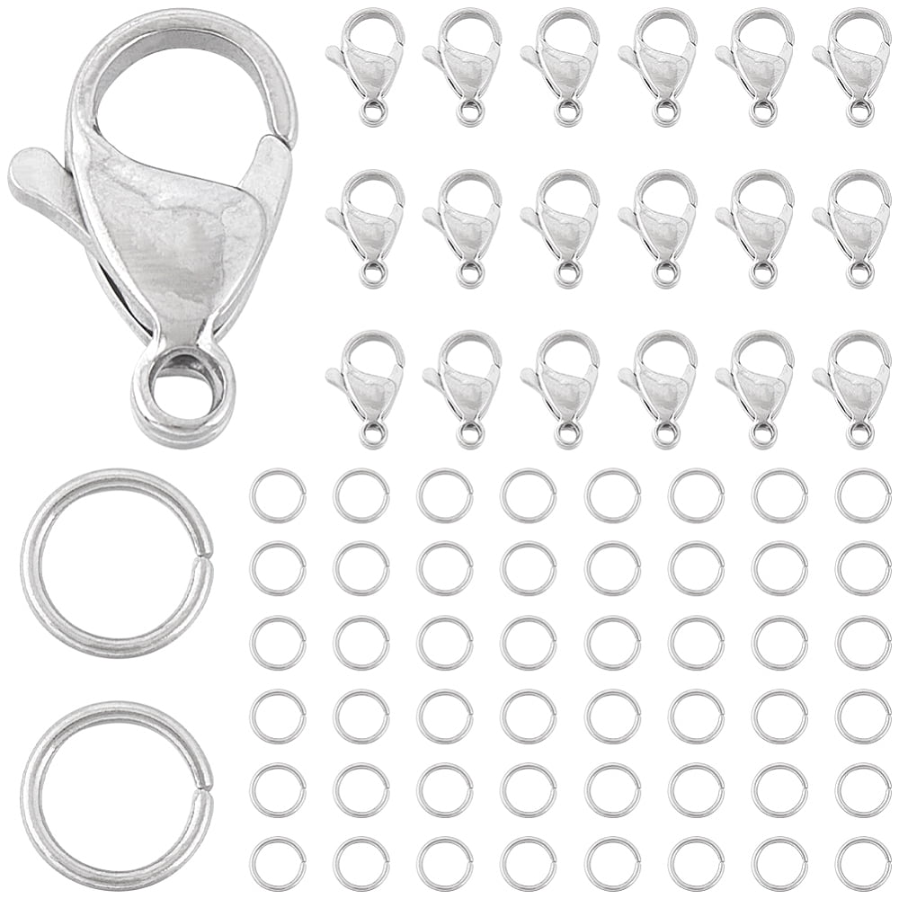 1 Box 150Pcs Stainless Steel Lobster Clasps Open Jump Rings 50Pcs ...