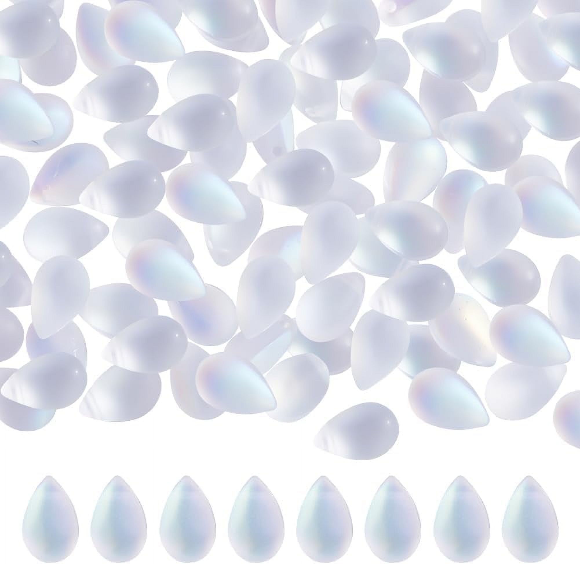 1 Box 150Pcs Transparent Teardrop Glass Beads Frosted Glass Bead AB ...