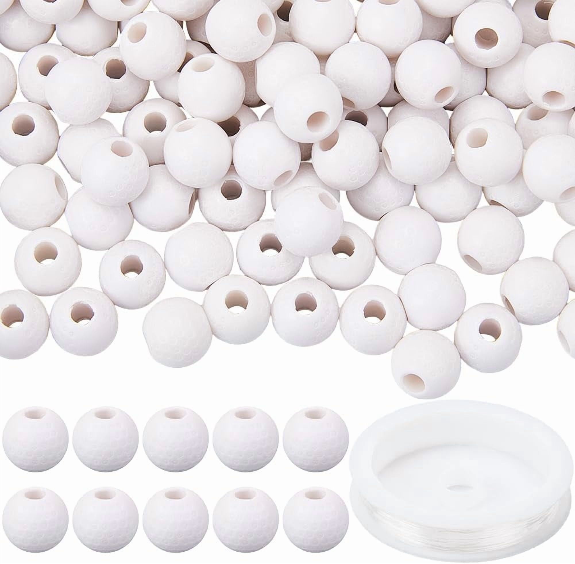 1 Box 150pcs Golf Ball Beads Acrylic Ball Beads White 11mm Large Big ...
