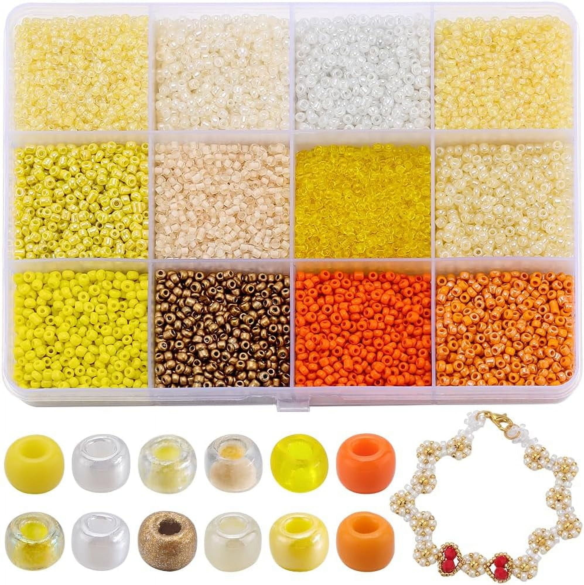 1 Box 156g Bracelet Seed Beads Kit Glass Seed Beads 2mm Yellow Round ...