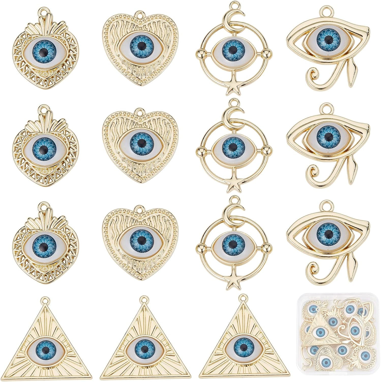 1 Box 15Pcs 5 Style Charms Eye of Horus Charms Egyptian Eye Charm ...