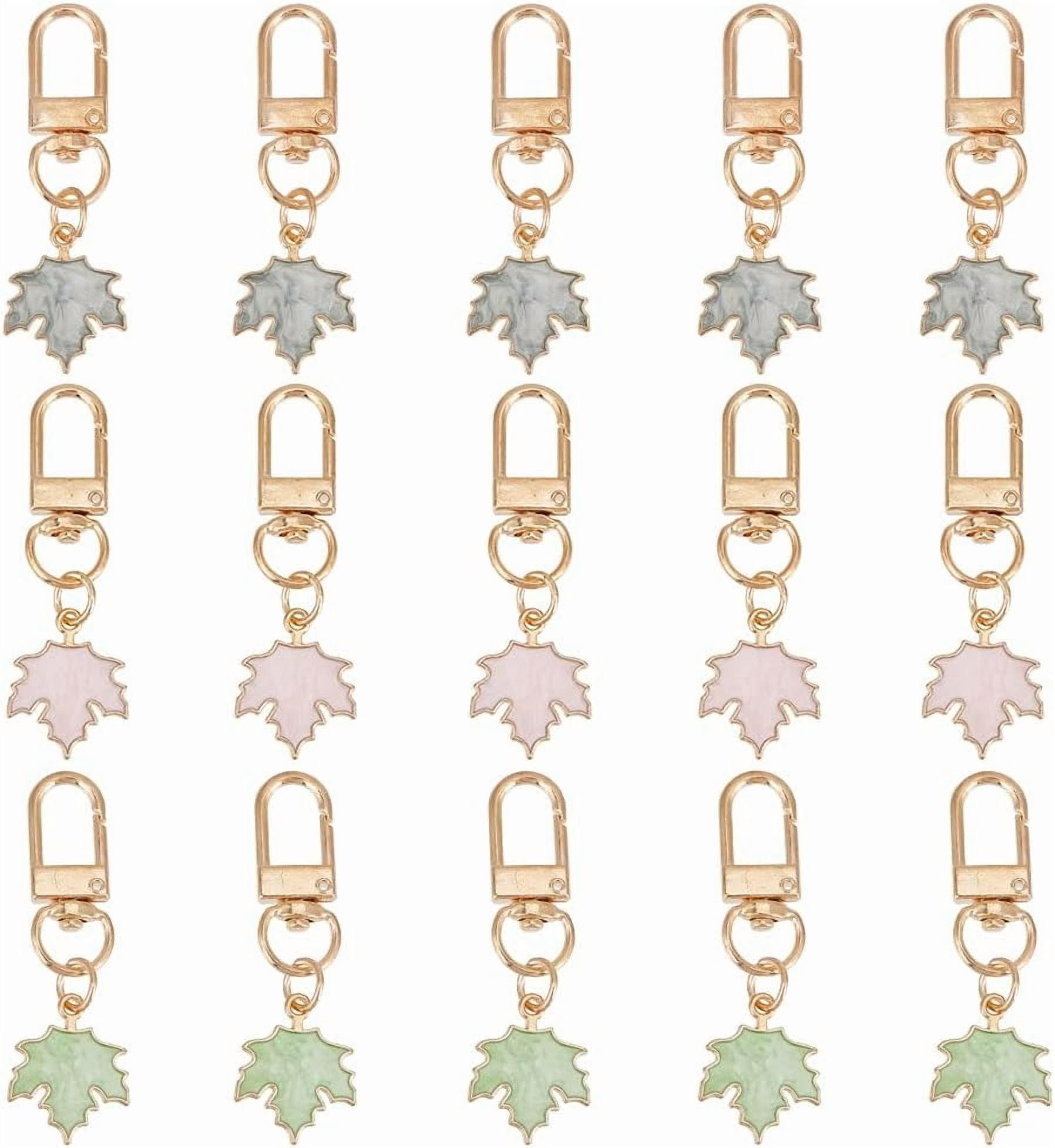 1 Box 15Pcs Maple Leaf Keychain Alloy Enamel Gold Fall Autumn Leaf ...