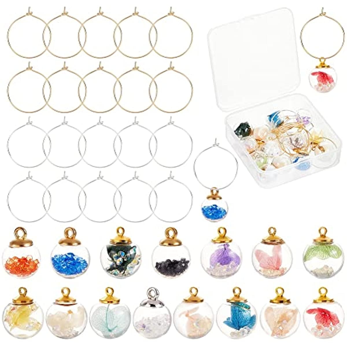 1 Box 15Pcs Wine Glass Charms Drinks Identification Tags Rhinestone ...