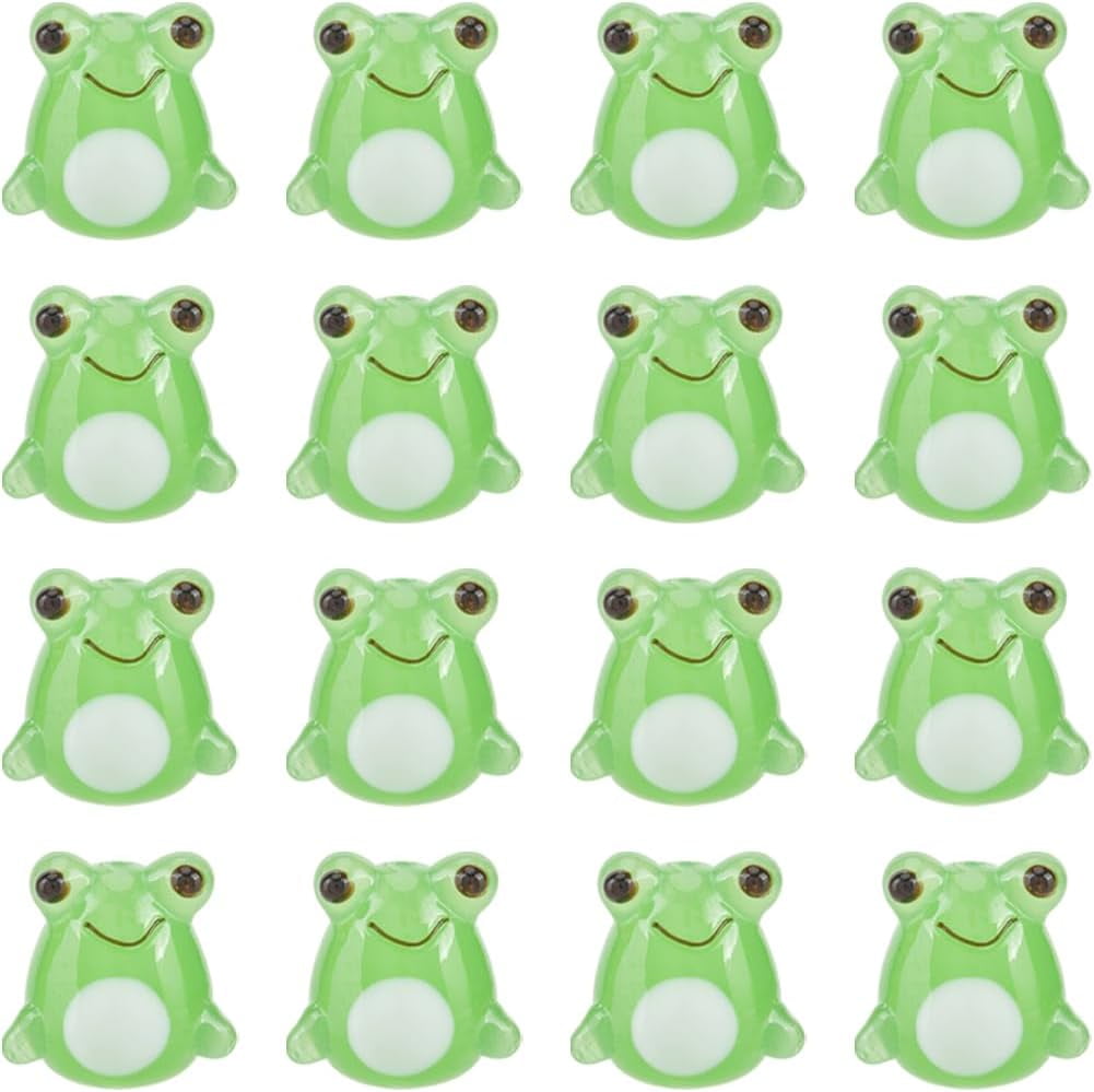1 Box 16 Pcs Small Frog Bead Glass Frog Beads Bulk Cute 3D Cartoon ...