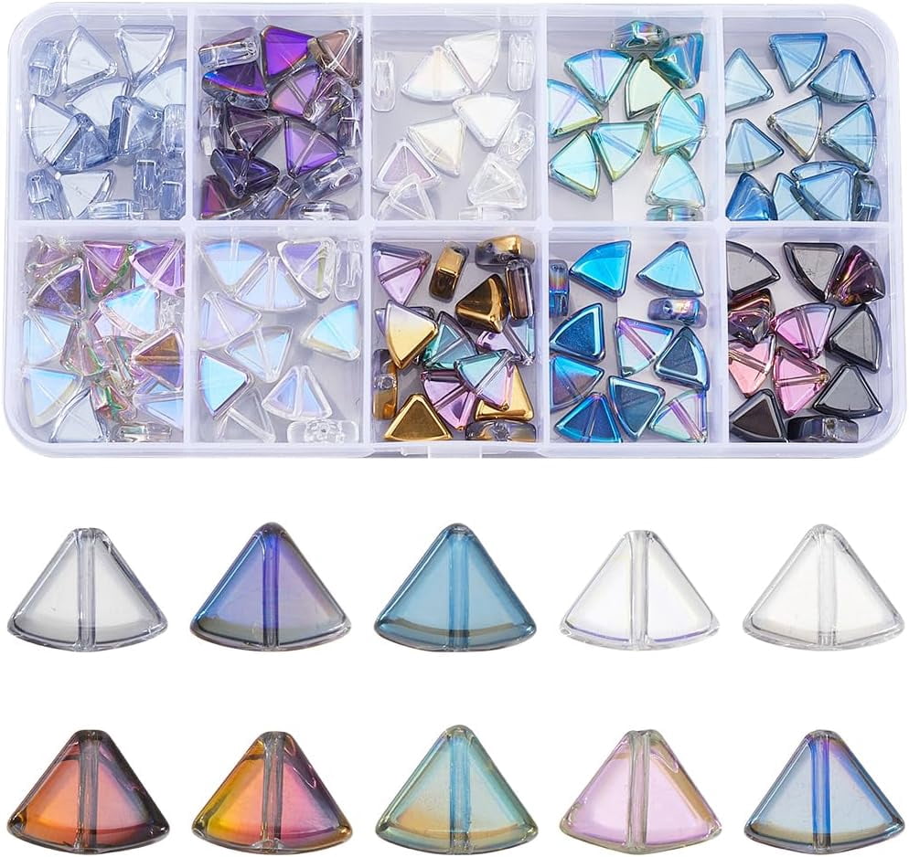 1 Box 160Pcs 10 Styles Electroplated Beads Colorful Glass Beads Small ...