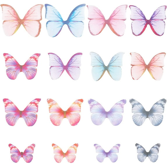 1 Box 160Pcs 16 Styles Fabric Butterfly Wing Charms 3D Butterfly ...