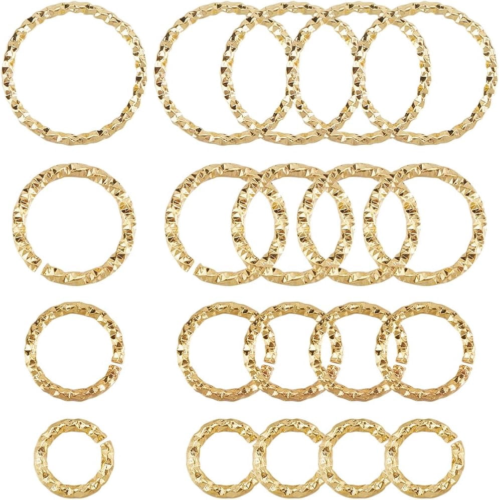 1 Box 160Pcs 4 Styles Twist O Ring Open Jump Rings Bulk Real 18K Gold ...