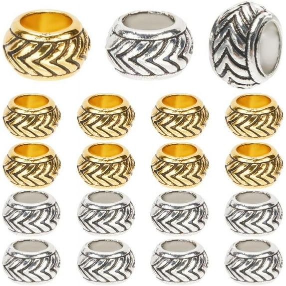 1 Box 160Pcs Metal Large Hole Rondelle Beads European Spacer Bead Bulk ...