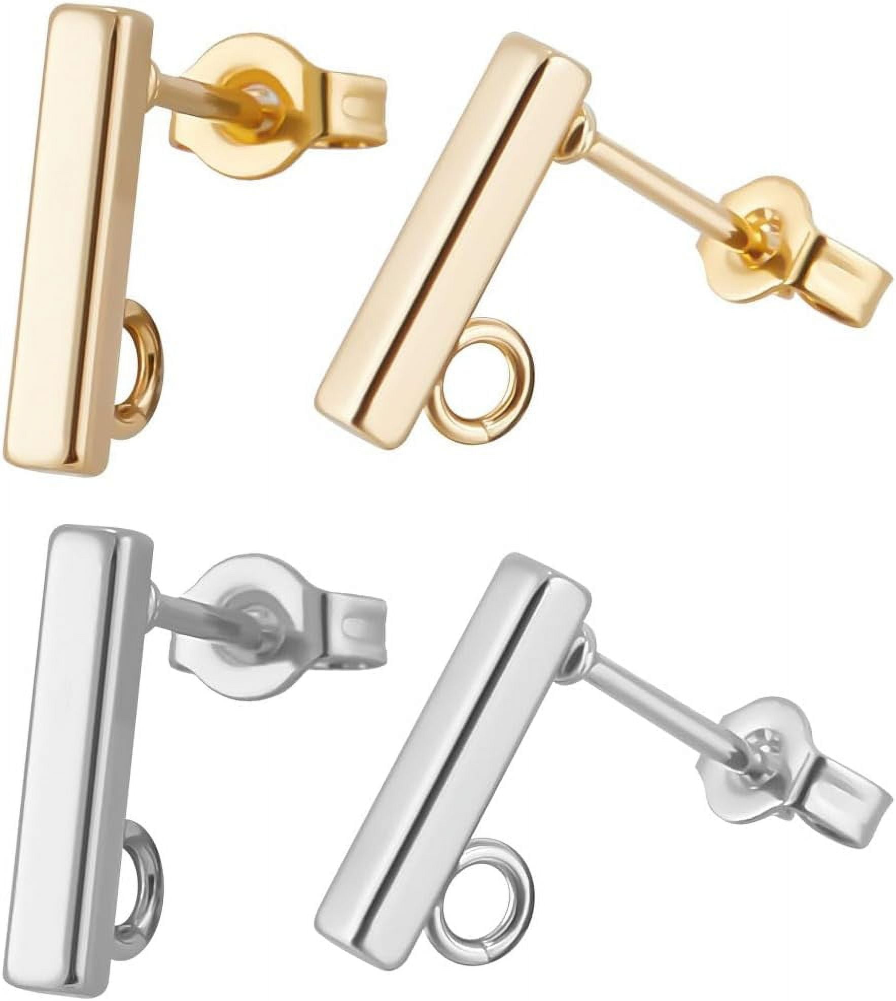 1 Box 160Pcs Rectangle Stud Earring Stainless Steel Bar Pierced Earring ...