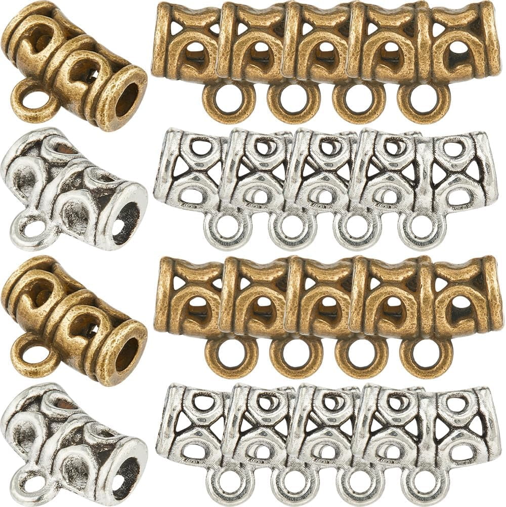 1 Box 160Pcs Small Bail Tube Beads Bulk Bail Beads Charms Alloy Tibetan ...