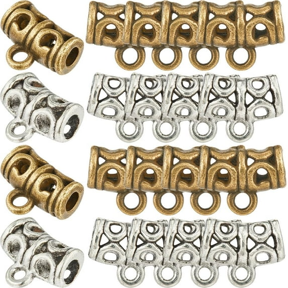 1 Box 160Pcs Small Bail Tube Beads Bulk Bail Beads Charms Alloy Tibetan ...