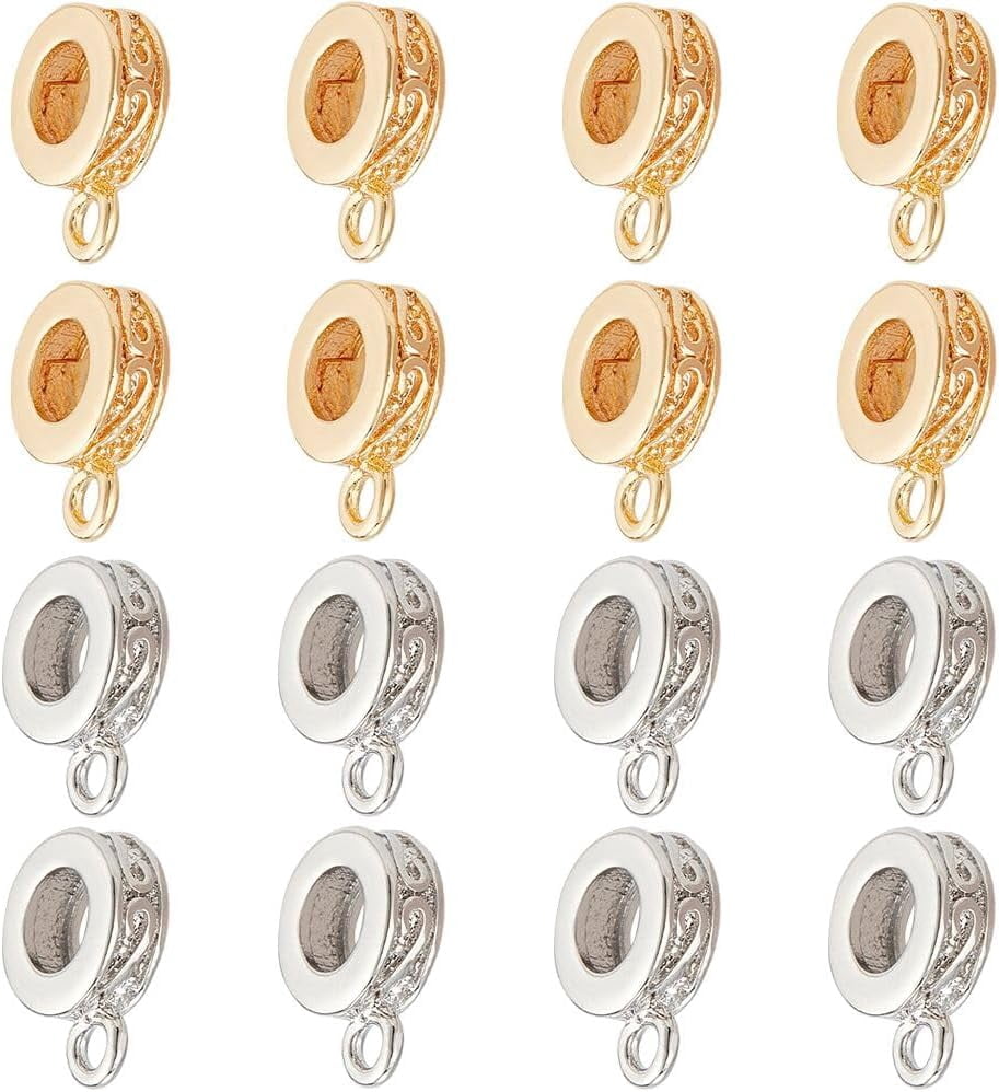 1 Box 16PCS 8mm Bail Tube Beads Gold Bail Beads Bead Hanger Charms ...