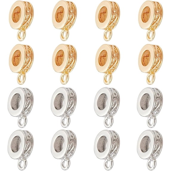 1 Box 16PCS 8mm Bail Tube Beads Gold Bail Beads Bead Hanger Charms ...