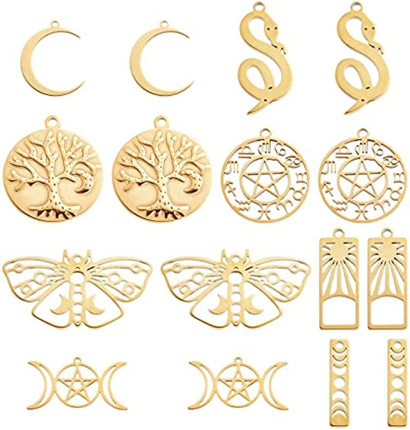 1 Box 16Pcs 18K Gold Plated Stainess Steel Tarot Style Tree of Life ...