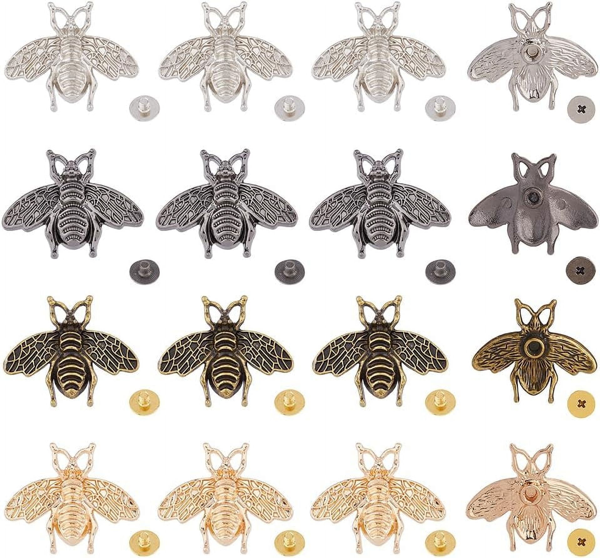 1 Box 16Pcs 4 Colors Alloy Decorative Buckle Bee Rivet Button Retro ...