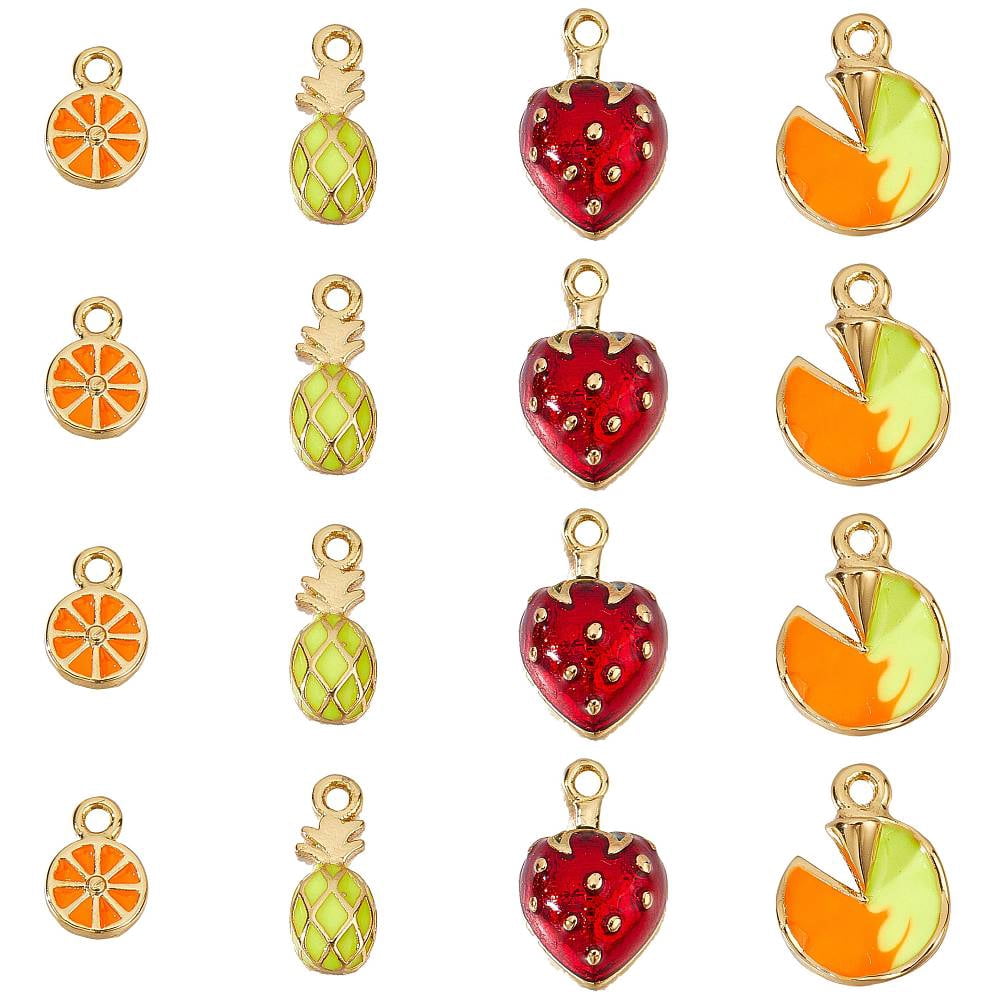 1 Box 16Pcs 4 Style Real 18K Gold Plated Brass Fruit Charms Lemon Slice ...