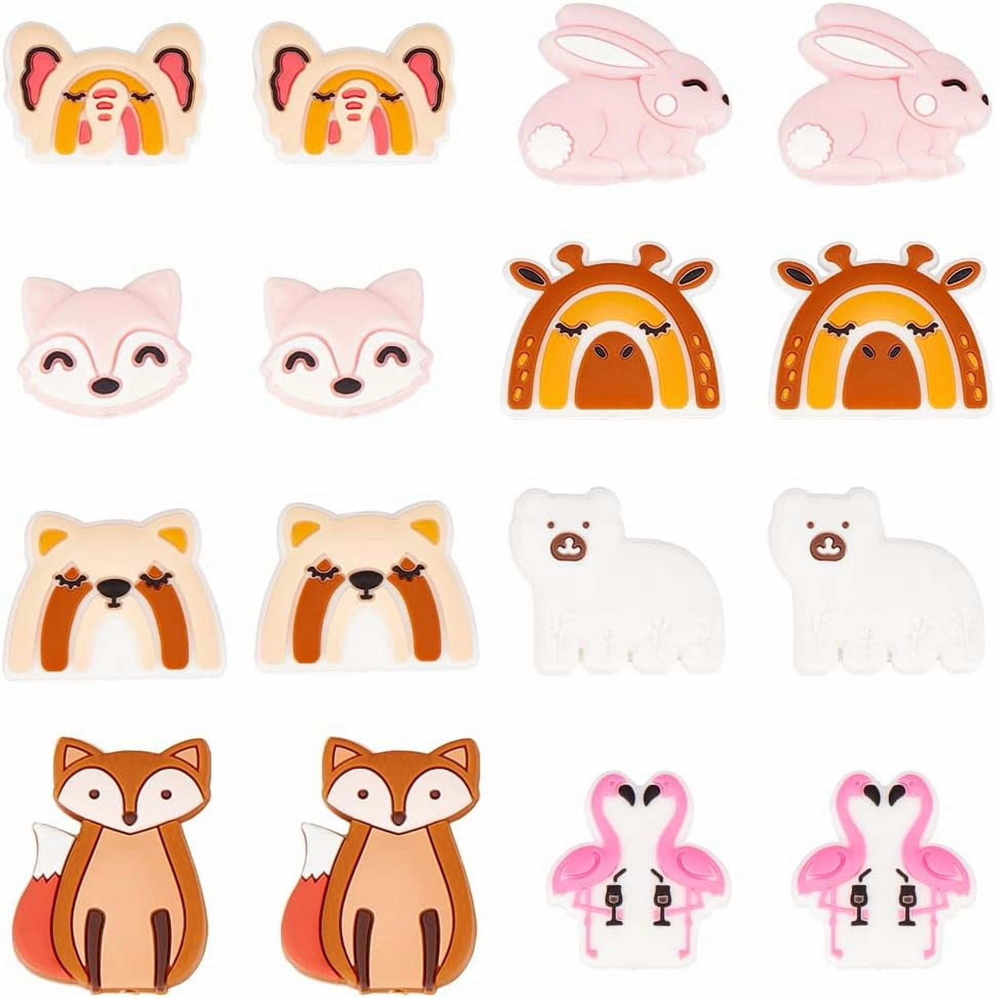 1 Box 16Pcs 8 Styles Animals Beads Bulk Silicone Focal Beads Focal ...