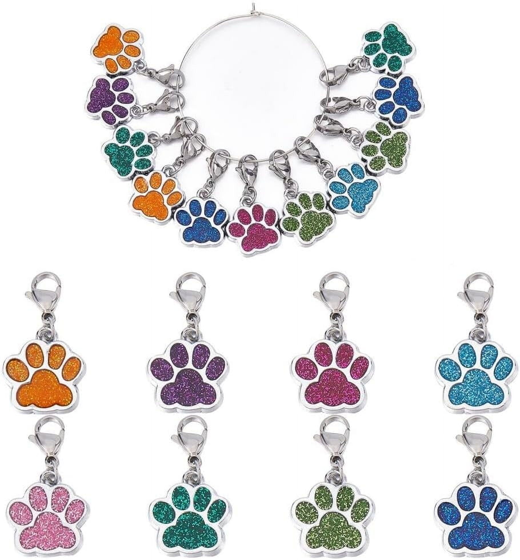 1 Box 16Pcs Knitting Stitch Markers Cute Pet Paw Dog Cat Paws Enamel ...