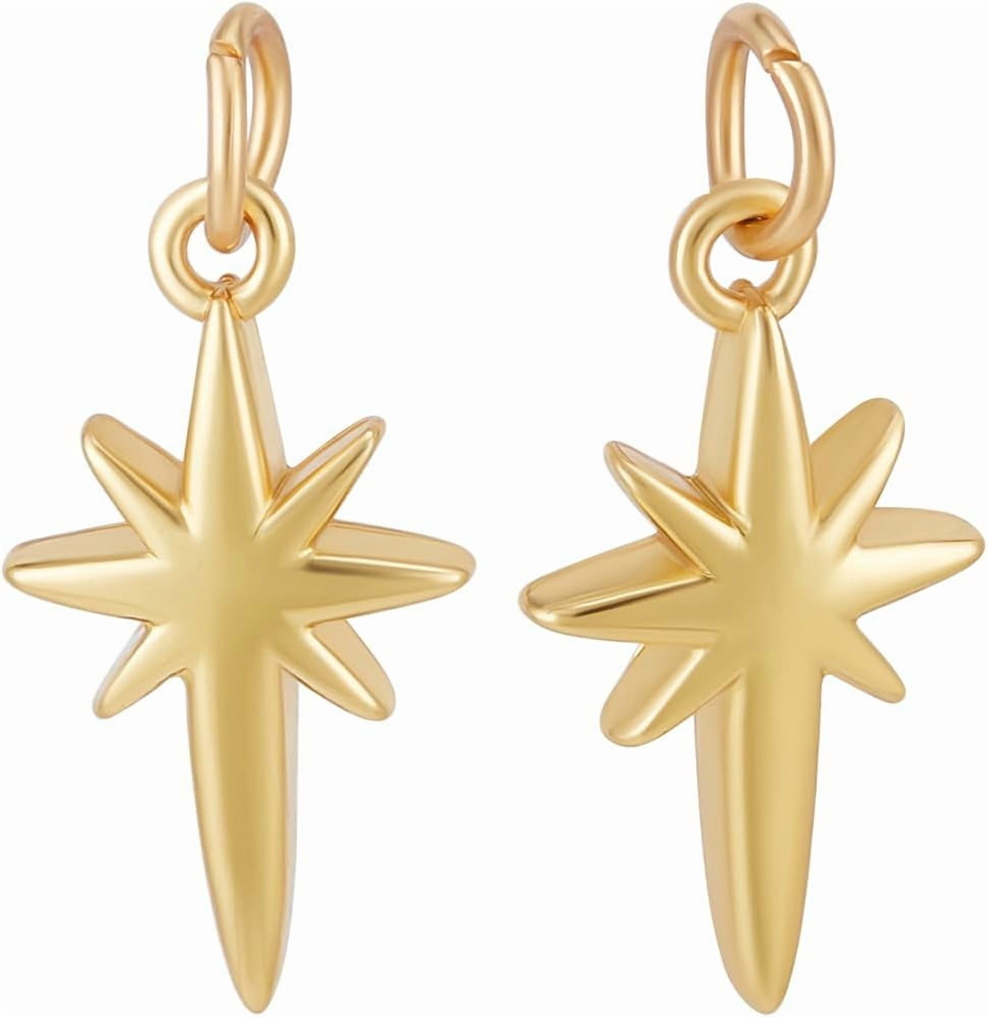 1 Box 16Pcs North Star Charm 18K Gold Plated Brass Polaris Star Pendant ...