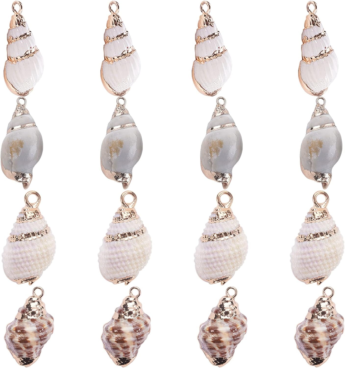 1 Box 16Pcs Oval Ocean Beach Spiral Seashells Craft Charms Connectors ...