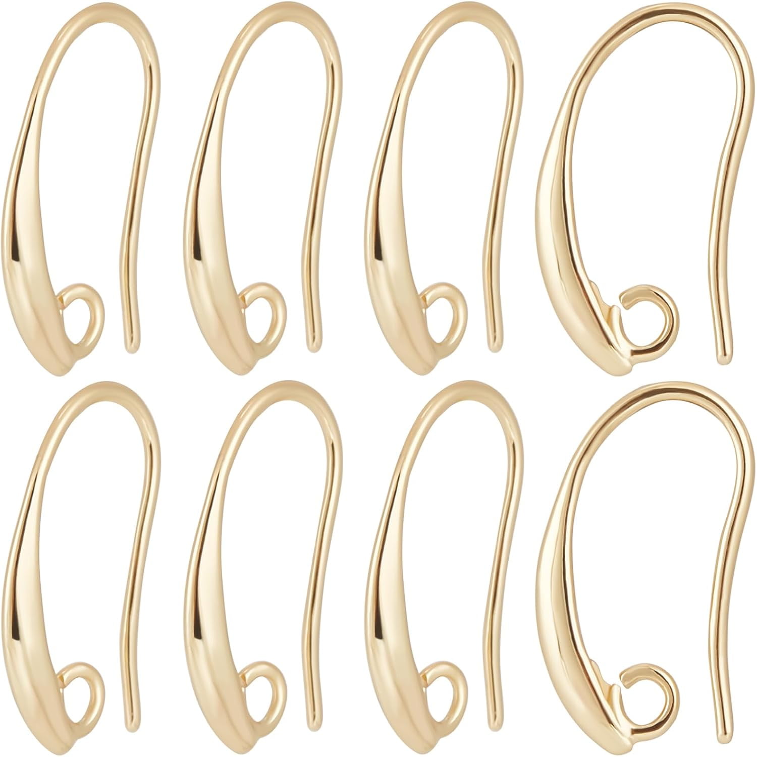 1 Box 16Pcs Real 18K Gold Plated Brass Earring Hook Findings Ear Wire ...