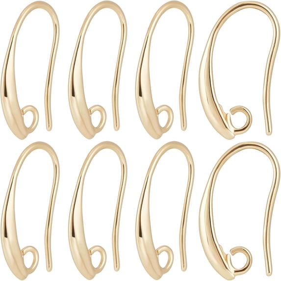 1 Box 16Pcs Real 18K Gold Plated Brass Earring Hook Findings Ear Wire ...