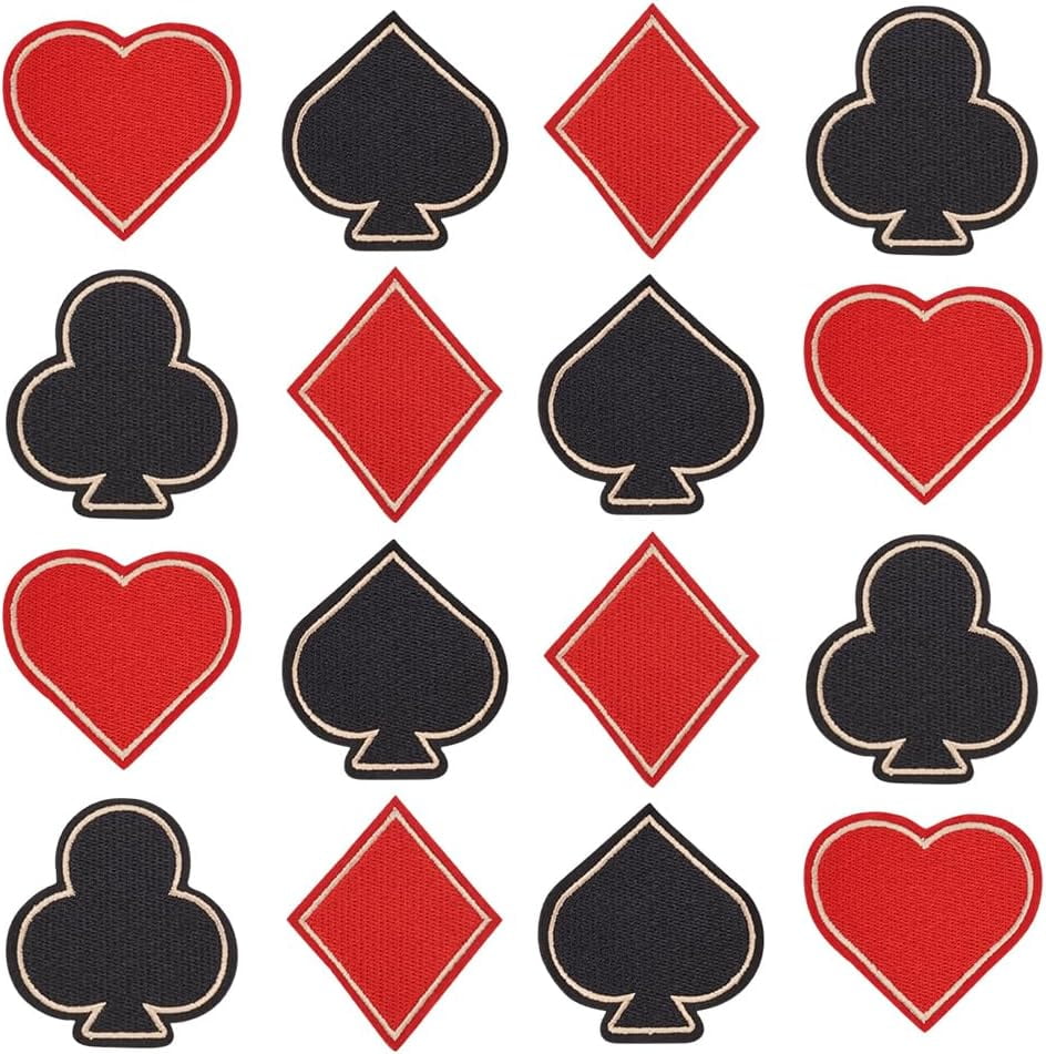1 Box 16Pcs Spades Clubs Heart Diamonds Poker Appliques 4Styles Playing ...