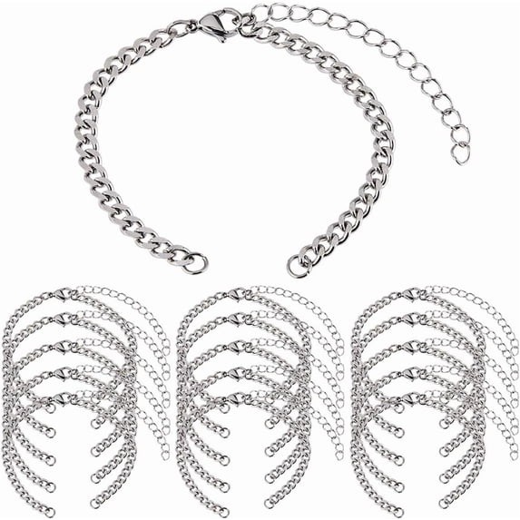 1 Box 16Pcs Stainless Steel Bracelet Chains Adjustable Slider Chain ...