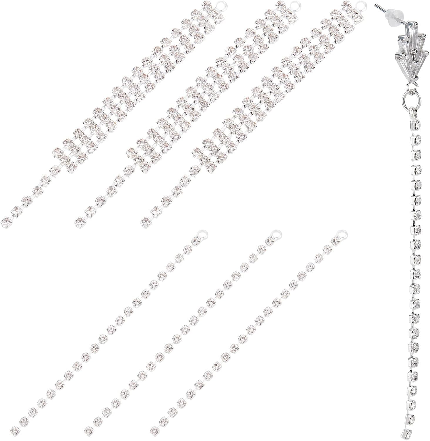 1 Box 16pcs 2 Style Chain Earring Findings Earring Dangle Charms Silver ...
