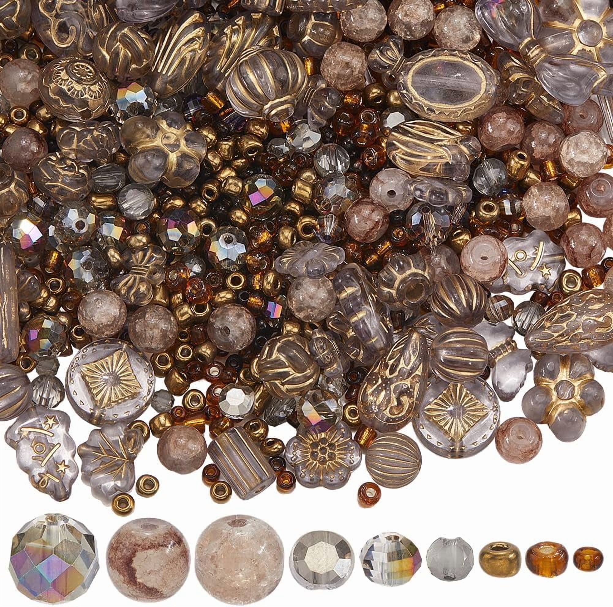 1 Box 175g Assorted Glass Beads Bulk Grey Acrylic Beads Bulk Mixed Shape Plated Seed Round Loose ...