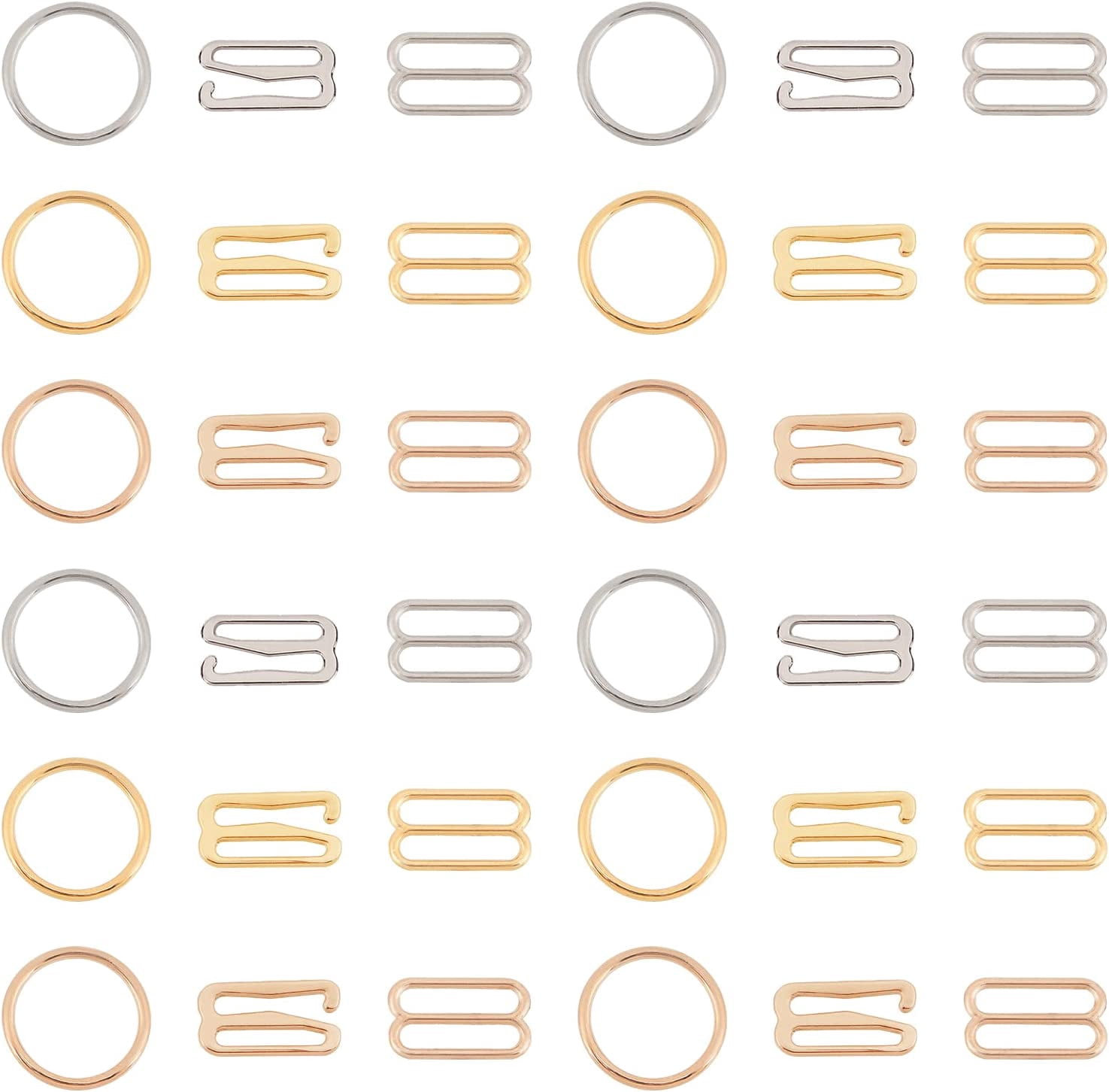 1 Box 180 Pcs Bra Strap Hooks 3 Styles and Colors Metal Lingerie ...