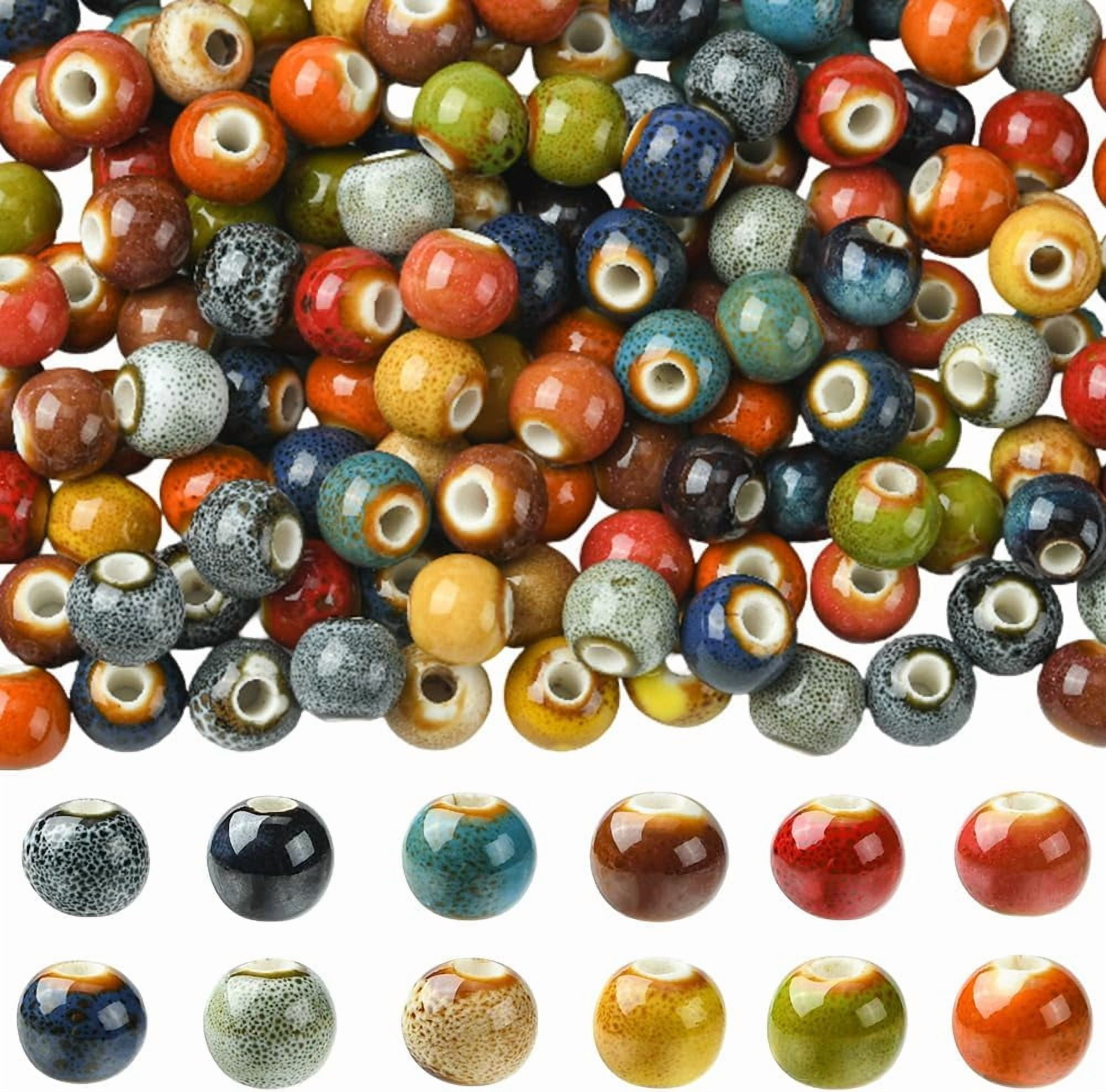 1 Box 180Pcs 12 Colors 9mm Round Porcelain Beads Bulk Ceramic Bead ...