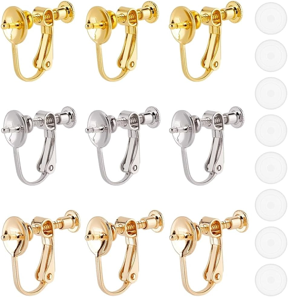 1 Box 18Pcs 3 Colors Screw Back Earring Clips Silver Earring Converter ...