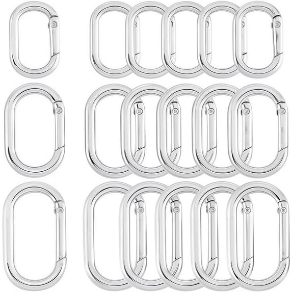 1 Box 18Pcs 3 Sizes Spring Oval Ring Clasp Carabiner Keychain Clip ...