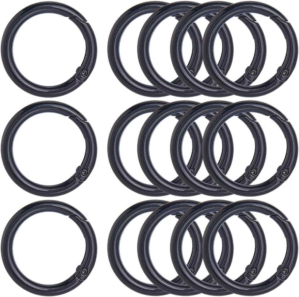 1 Box 18Pcs 33MM Black Spring O Rings Round Carabiner Clip Keyring ...