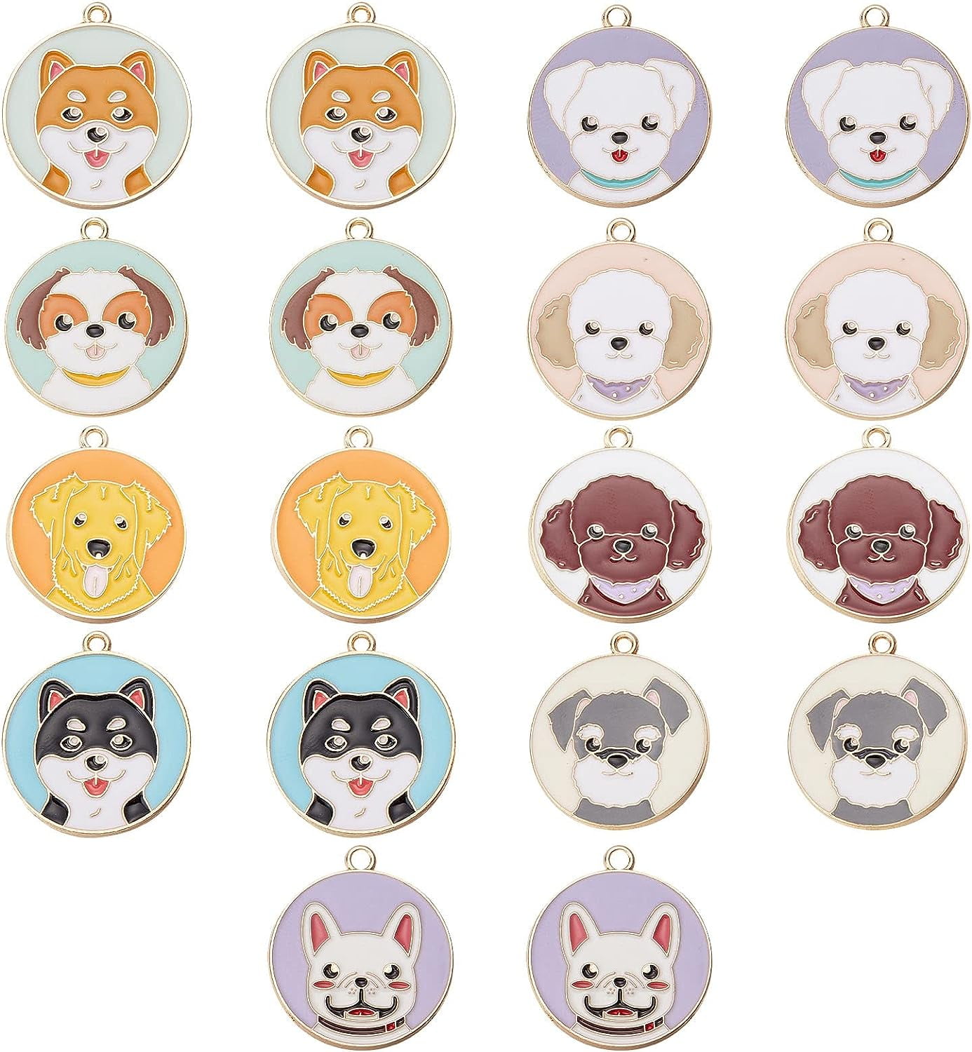 1 Box 18Pcs 9 Style Dog Charms Enamel Dog Charm Puppy Charms Schnauzer ...