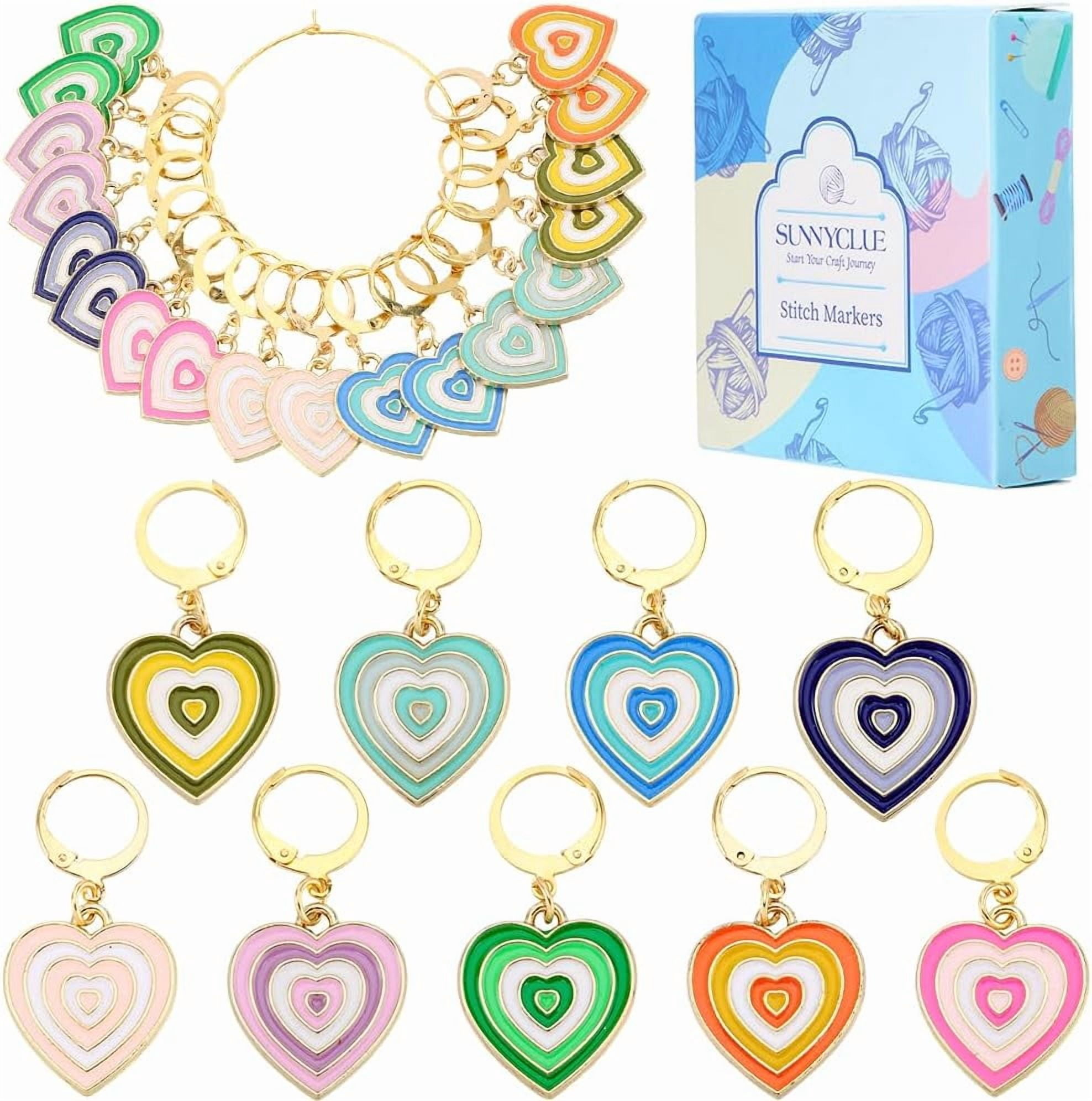 1 Box 18Pcs Enamel Love Crochet Stitch Marker Heart Valentines Stitch ...