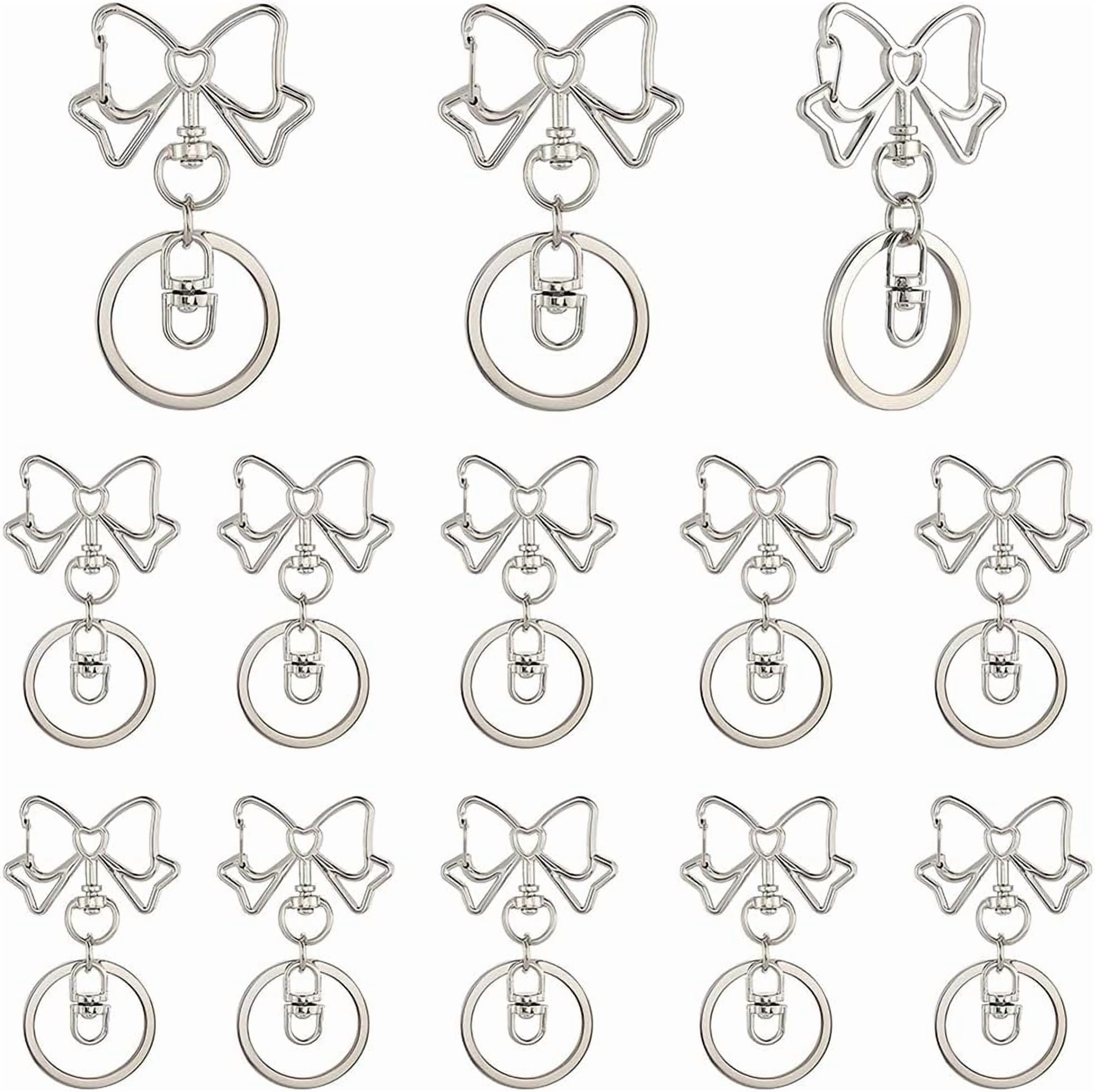 1 Box 18Pcs Keychain Clasp Swivel Clasps Keychain Silver Metal Bowknot ...