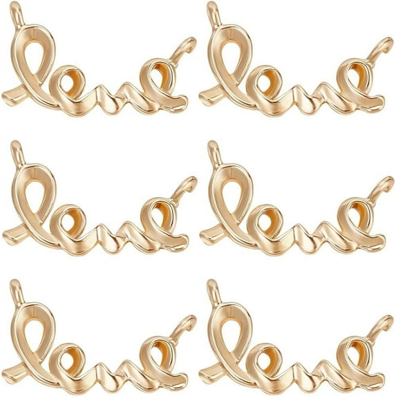 1 Box 18Pcs Love Word Charms Real 18K Gold Plated Brass Dangle ...