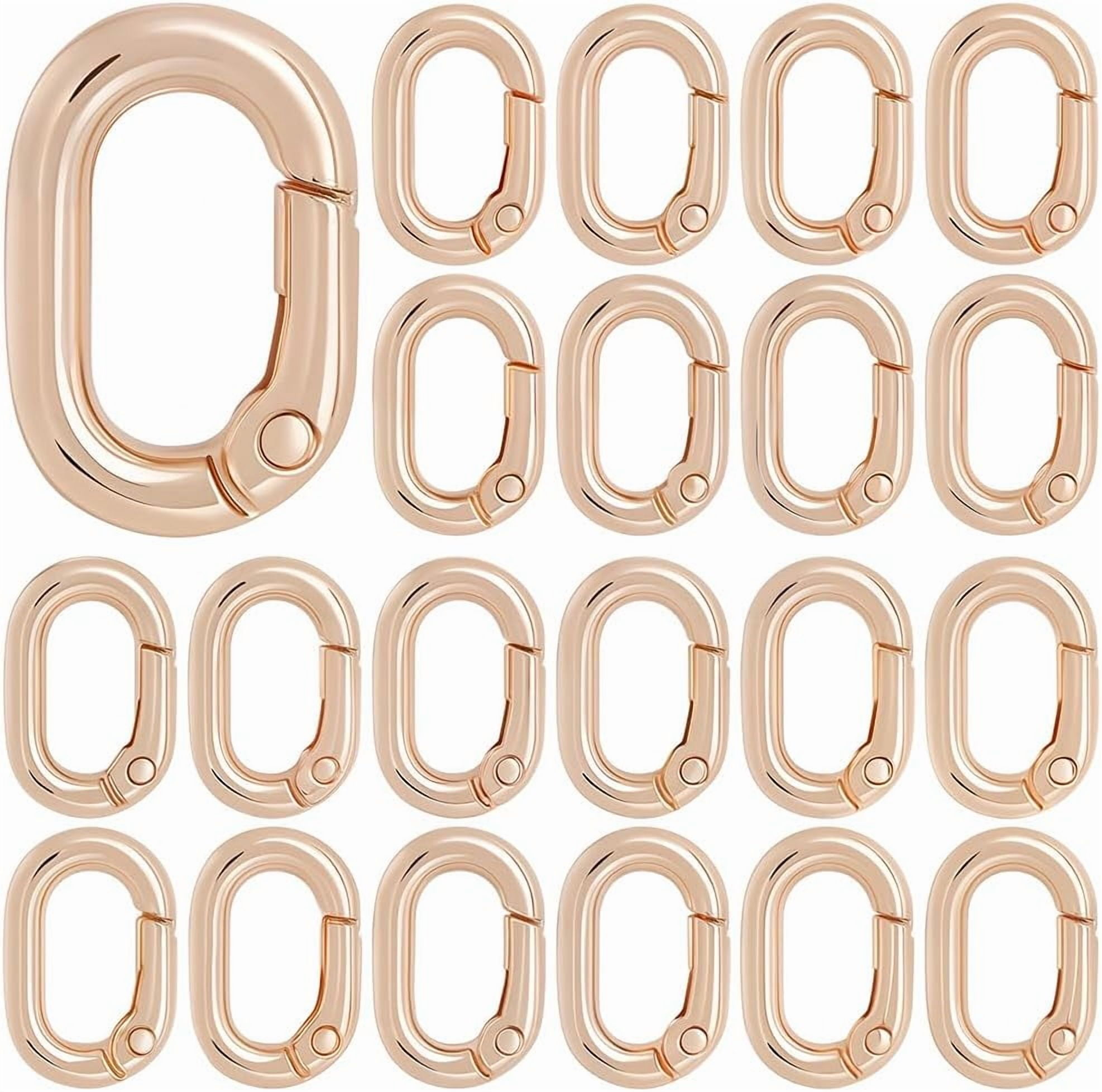 1 Box 18Pcs Spring Oval Ring Carabiner Metal Spring Key Ring 21mm Light ...